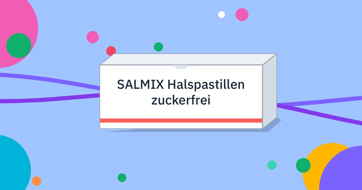 Symbolbild: Packung mit der Aufschrift SALMIX Halspastillen zuckerfrei (PZN 15895600) – Verfügbarkeit und Bezug in Apotheken in Frankfurt am Main