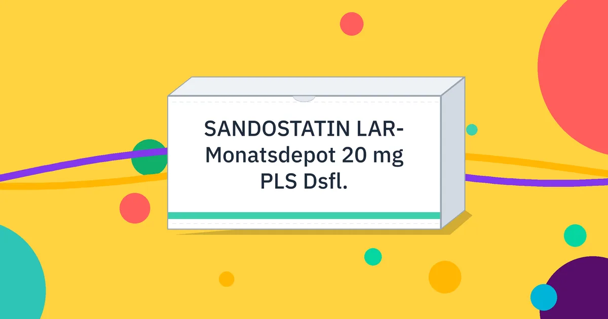 Symbolbild: Packung mit der Aufschrift SANDOSTATIN LAR-Monatsdepot 20 mg PLS Dsfl. (PZN 09483431) – Verfügbarkeit und Bezug in Apotheken in Frankfurt am Main
