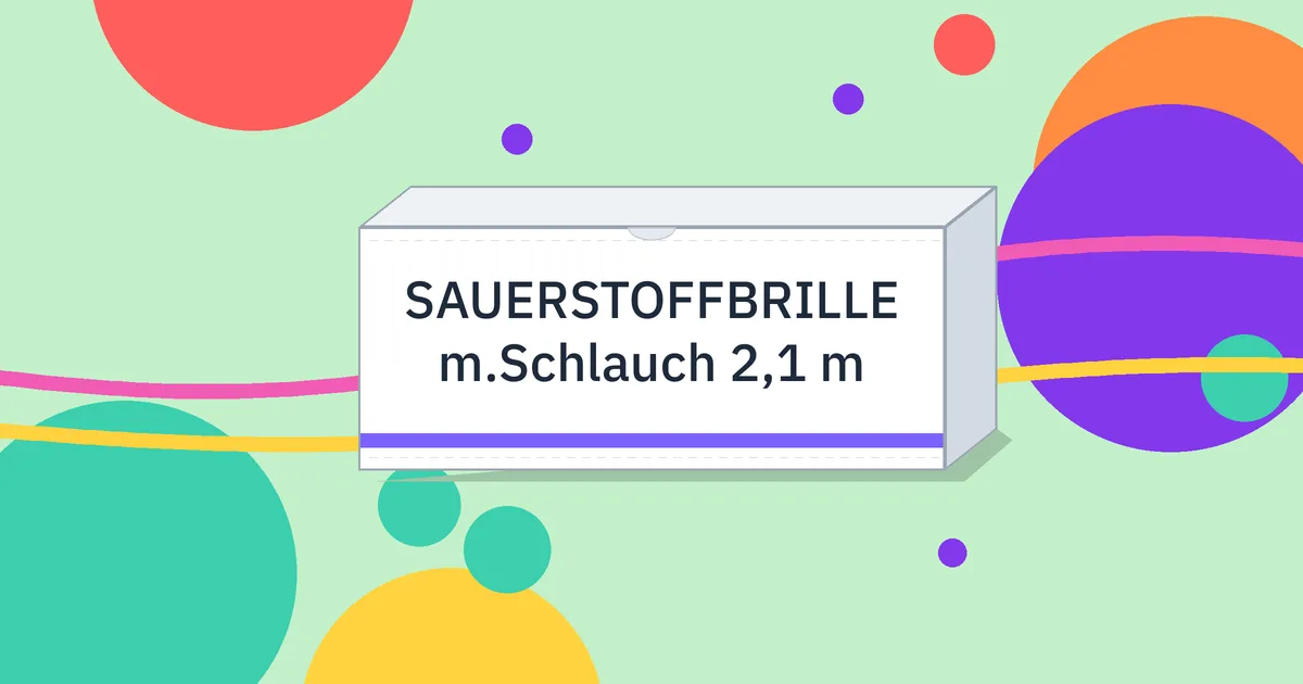 Symbolbild: Packung mit der Aufschrift SAUERSTOFFBRILLE m.Schlauch 2,1 m (PZN 02410630) – Verfügbarkeit und Bezug in Apotheken in Frankfurt am Main