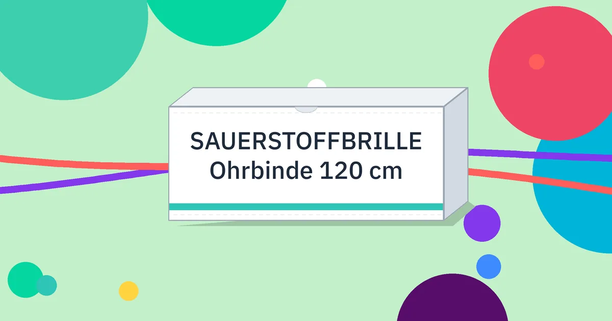 Symbolbild: Packung mit der Aufschrift SAUERSTOFFBRILLE Ohrbinde 120 cm (PZN 02443279) – Verfügbarkeit und Bezug in Apotheken in Frankfurt am Main