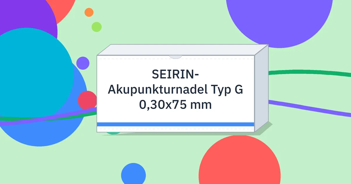 Symbolbild: Packung mit der Aufschrift SEIRIN-Akupunkturnadel Typ G 0,30x75 mm (PZN 17290835) – Verfügbarkeit und Bezug in Apotheken in Frankfurt am Main