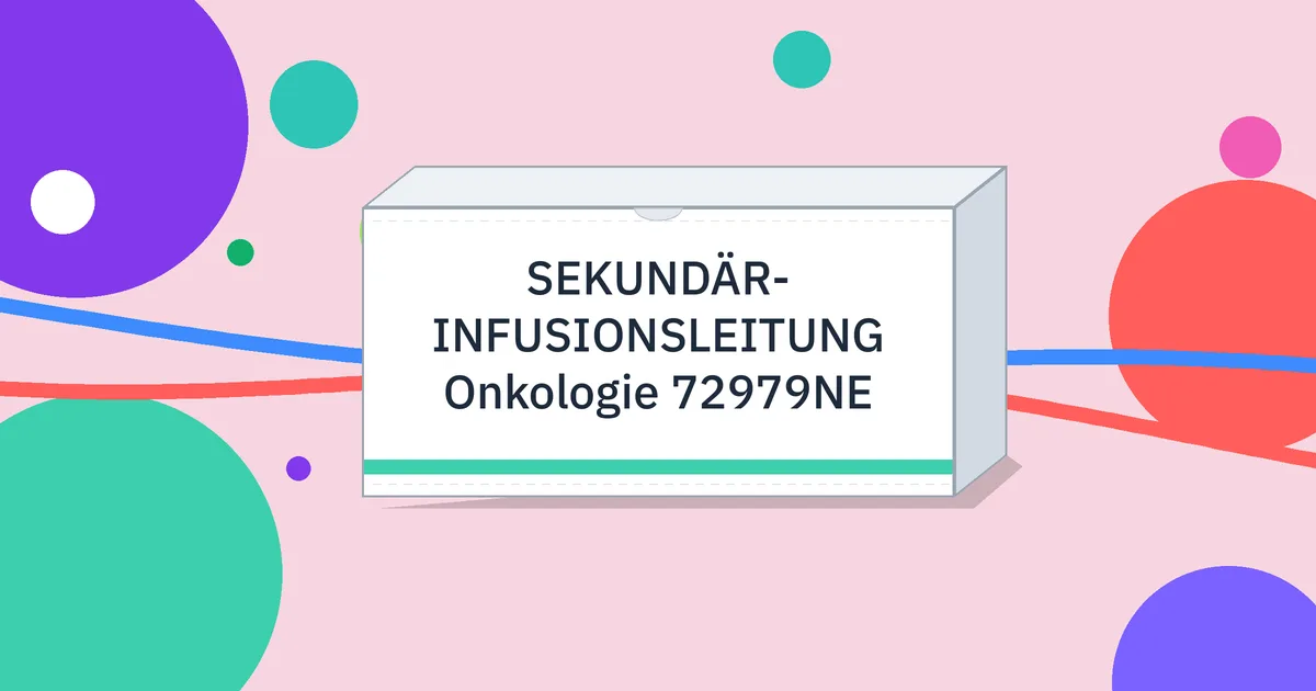 Symbolbild: Packung mit der Aufschrift SEKUNDÄR-INFUSIONSLEITUNG Onkologie 72979NE (PZN 13589342) – Verfügbarkeit und Bezug in Apotheken in Frankfurt am Main