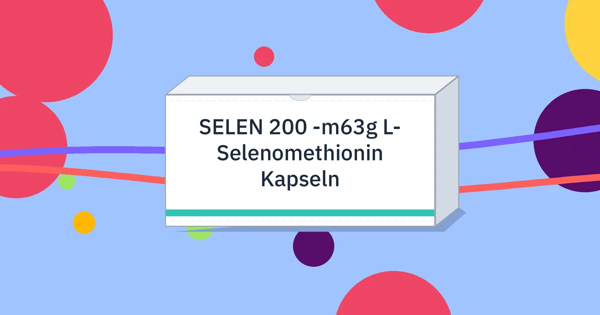 Symbolbild: Packung mit der Aufschrift SELEN 200 -m63g L-Selenomethionin Kapseln (PZN 12421132) – Verfügbarkeit und Bezug in Apotheken in Frankfurt am Main
