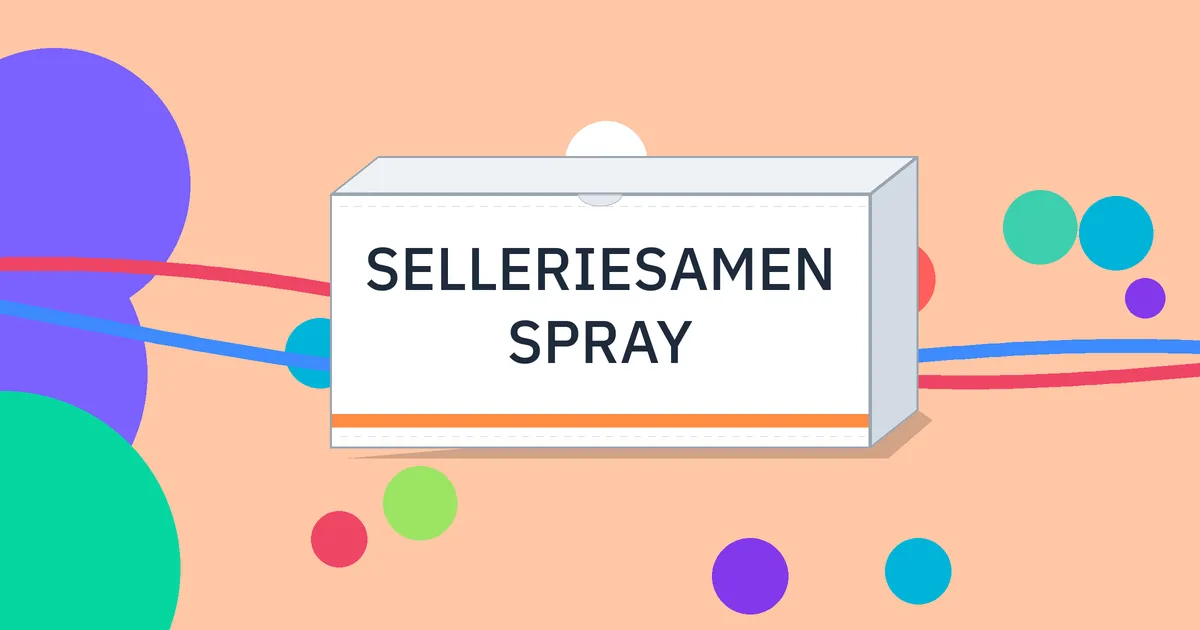 Symbolbild: Packung mit der Aufschrift SELLERIESAMEN SPRAY (PZN 15191827) – Verfügbarkeit und Bezug in Apotheken in Frankfurt am Main