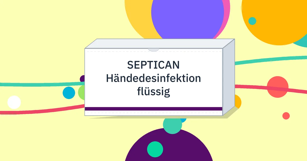 Symbolbild: Packung mit der Aufschrift SEPTICAN Händedesinfektion flüssig (PZN 15584142) – Verfügbarkeit und Bezug in Apotheken in Frankfurt am Main