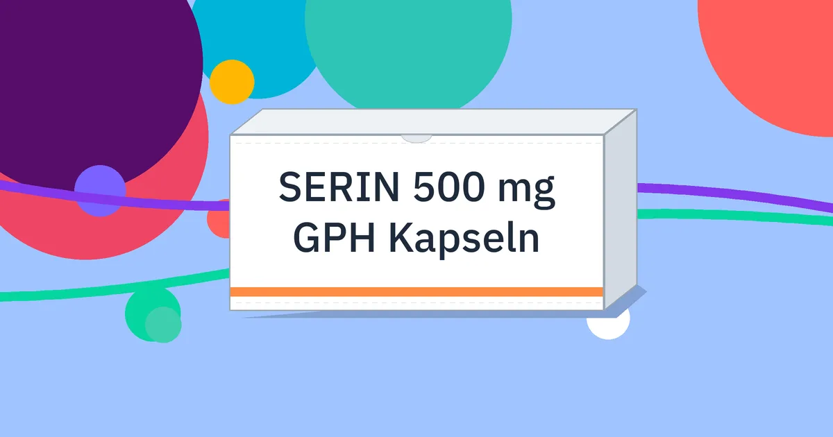 Symbolbild: Packung mit der Aufschrift SERIN 500 mg GPH Kapseln (PZN 00127700) – Verfügbarkeit und Bezug in Apotheken in Frankfurt am Main