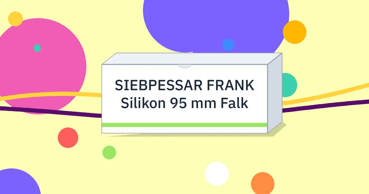 Symbolbild: Packung mit der Aufschrift SIEBPESSAR FRANK Silikon 95 mm Falk (PZN 03284185) – Verfügbarkeit und Bezug in Apotheken in Frankfurt am Main