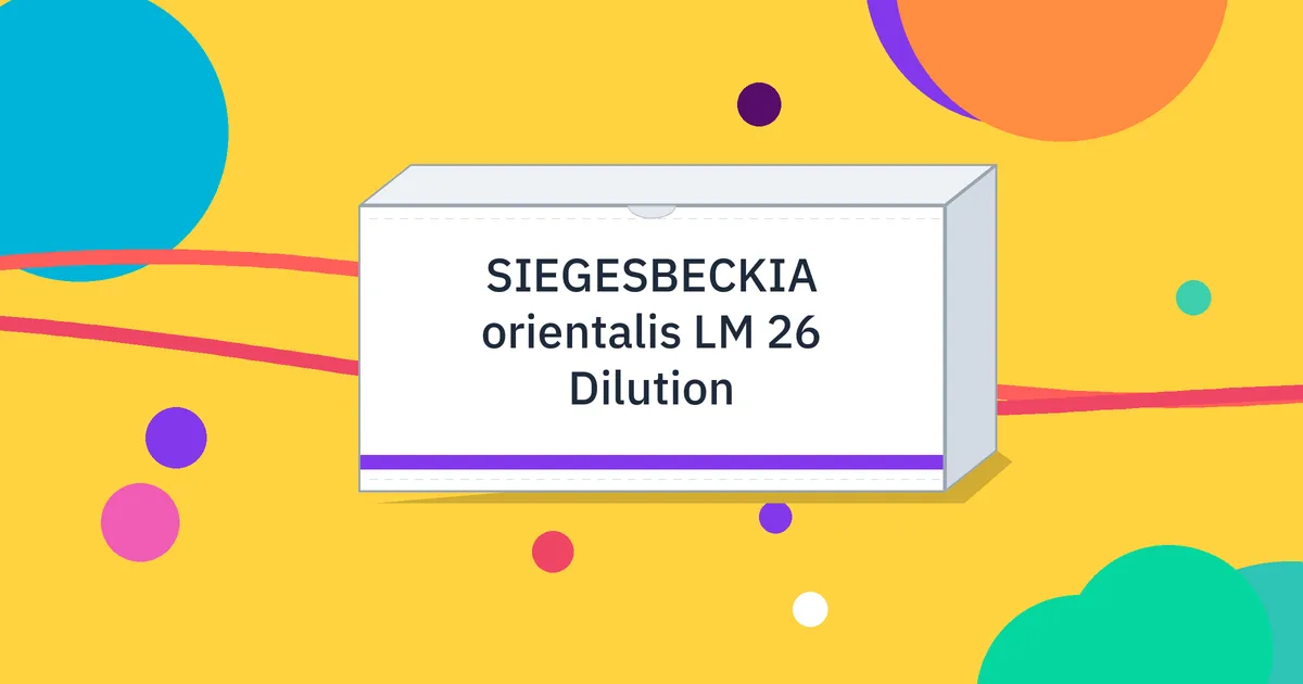 Symbolbild: Packung mit der Aufschrift SIEGESBECKIA orientalis LM 26 Dilution (PZN 13677514) – Verfügbarkeit und Bezug in Apotheken in Frankfurt am Main