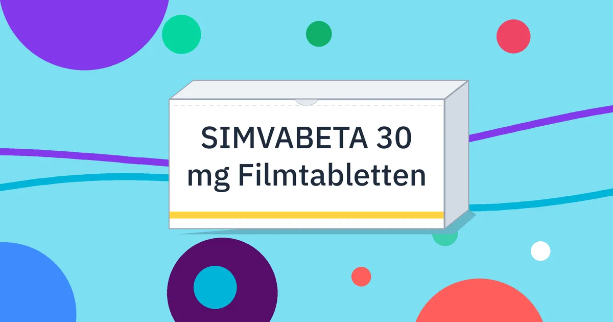 Symbolbild: Packung mit der Aufschrift SIMVABETA 30 mg Filmtabletten (PZN 03241164) – Verfügbarkeit und Bezug in Apotheken in Frankfurt am Main