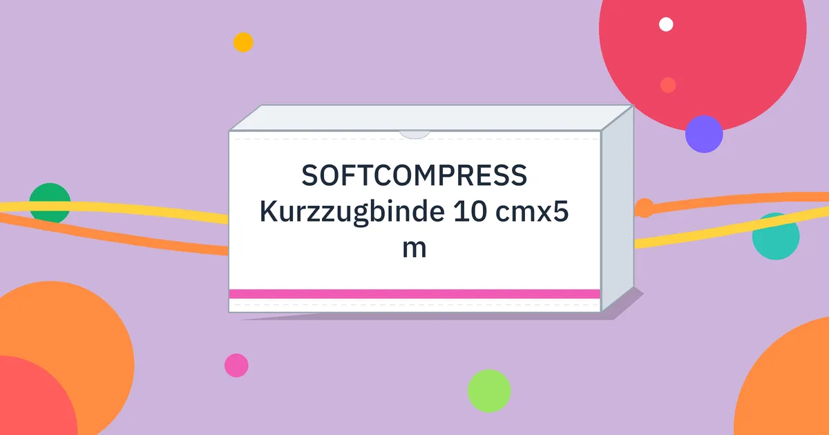 Symbolbild: Packung mit der Aufschrift SOFTCOMPRESS Kurzzugbinde 10 cmx5 m (PZN 13506126) – Verfügbarkeit und Bezug in Apotheken in Frankfurt am Main