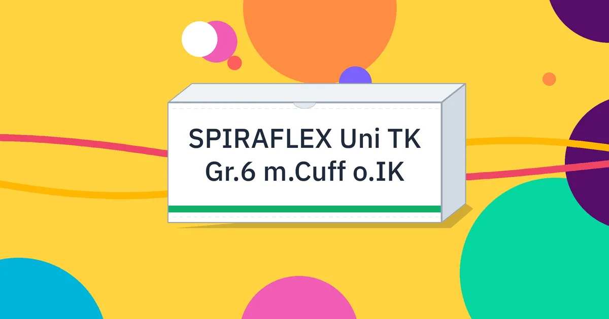Symbolbild: Packung mit der Aufschrift SPIRAFLEX Uni TK Gr.6 m.Cuff o.IK (PZN 12387116) – Verfügbarkeit und Bezug in Apotheken in Frankfurt am Main