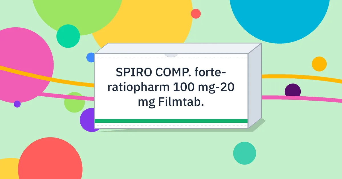 Symbolbild: Packung mit der Aufschrift SPIRO COMP. forte-ratiopharm 100 mg-20 mg Filmtab. (PZN 02788920) – Verfügbarkeit und Bezug in Apotheken in Frankfurt am Main