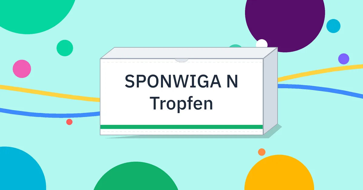 Symbolbild: Packung mit der Aufschrift SPONWIGA N Tropfen (PZN 02814876) – Verfügbarkeit und Bezug in Apotheken in Frankfurt am Main