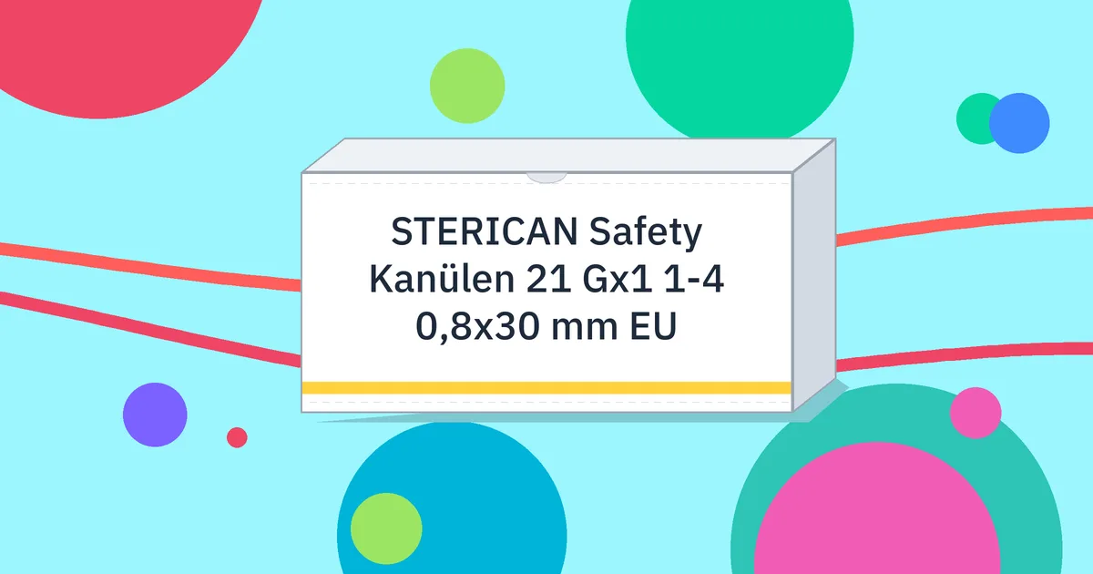 Symbolbild: Packung mit der Aufschrift STERICAN Safety Kanülen 21 Gx1 1-4 0,8x30 mm EU (PZN 16016894) – Verfügbarkeit und Bezug in Apotheken in Frankfurt am Main