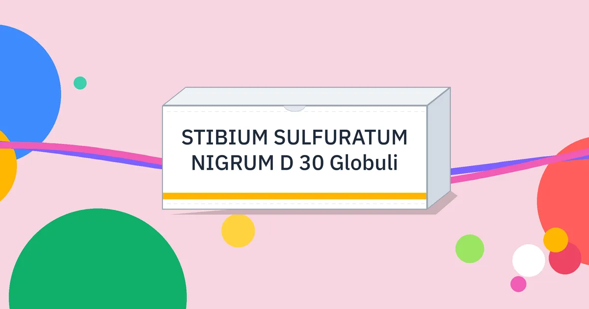 Symbolbild: Packung mit der Aufschrift STIBIUM SULFURATUM NIGRUM D 30 Globuli (PZN 15330370) – Verfügbarkeit und Bezug in Apotheken in Frankfurt am Main