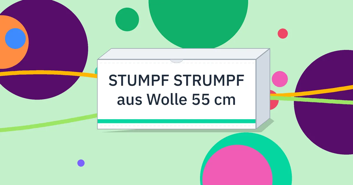 Symbolbild: Packung mit der Aufschrift STUMPF STRUMPF aus Wolle 55 cm (PZN 01739003) – Verfügbarkeit und Bezug in Apotheken in Frankfurt am Main