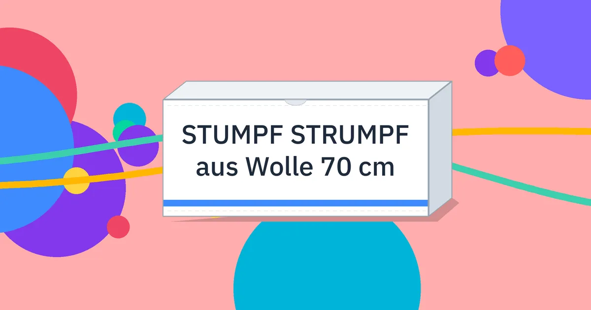 Symbolbild: Packung mit der Aufschrift STUMPF STRUMPF aus Wolle 70 cm (PZN 01739049) – Verfügbarkeit und Bezug in Apotheken in Frankfurt am Main