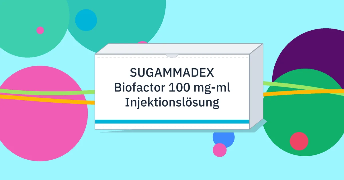 Symbolbild: Packung mit der Aufschrift SUGAMMADEX Biofactor 100 mg-ml Injektionslösung (PZN 18707875) – Verfügbarkeit und Bezug in Apotheken in Frankfurt am Main