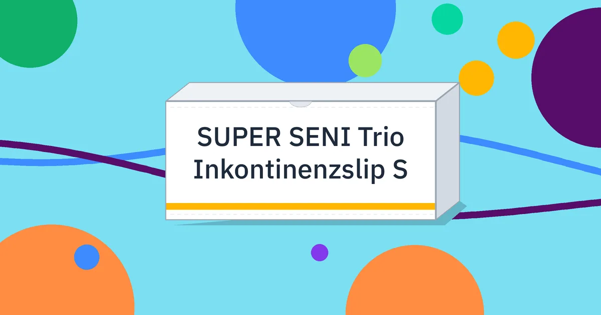 Symbolbild: Packung mit der Aufschrift SUPER SENI Trio Inkontinenzslip S (PZN 03148619) – Verfügbarkeit und Bezug in Apotheken in Frankfurt am Main