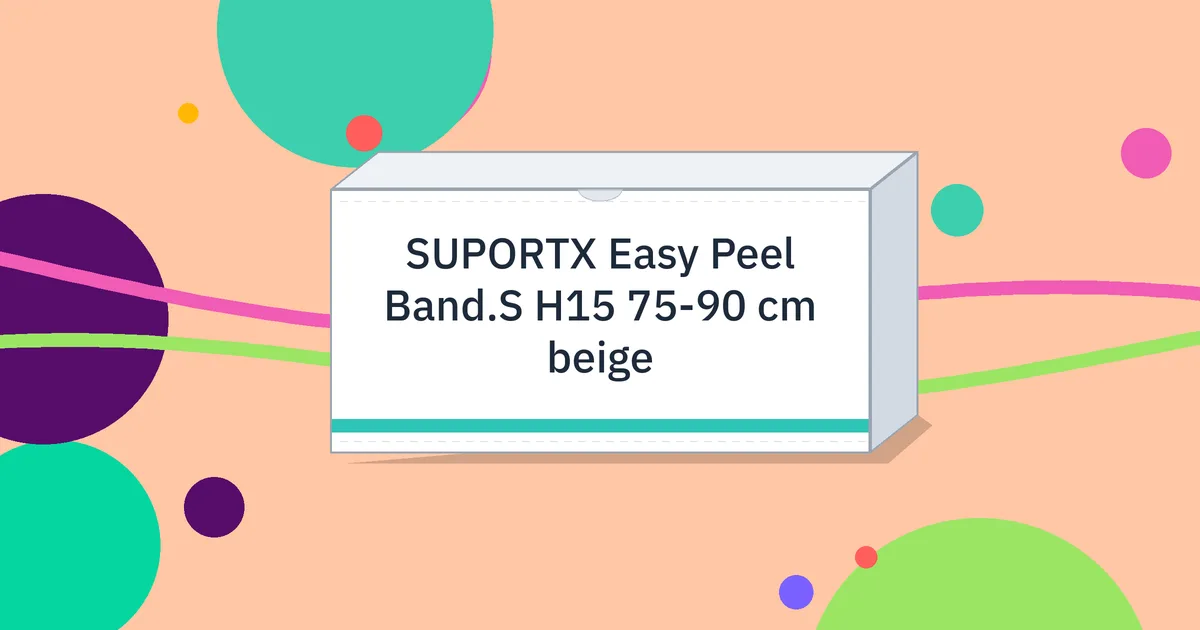 Symbolbild: Packung mit der Aufschrift SUPORTX Easy Peel Band.S H15 75-90 cm beige (PZN 09486429) – Verfügbarkeit und Bezug in Apotheken in Frankfurt am Main