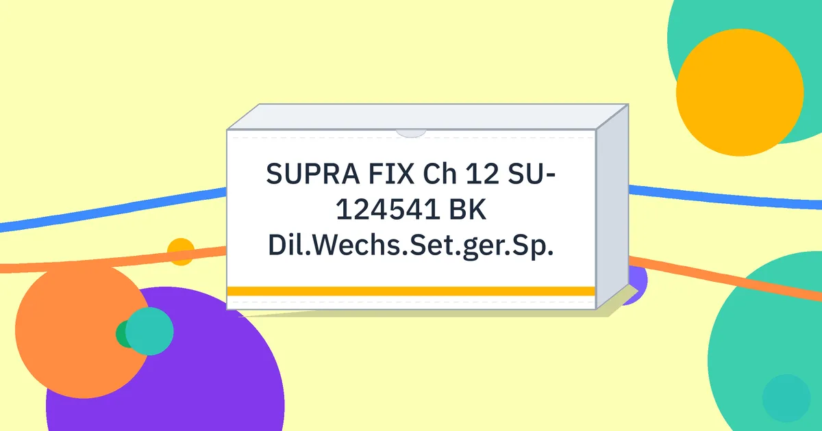 Symbolbild: Packung mit der Aufschrift SUPRA FIX Ch 12 SU-124541 BK Dil.Wechs.Set.ger.Sp. (PZN 00445245) – Verfügbarkeit und Bezug in Apotheken in Frankfurt am Main