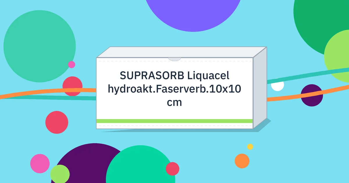 Symbolbild: Packung mit der Aufschrift SUPRASORB Liquacel hydroakt.Faserverb.10x10 cm (PZN 17311879) – Verfügbarkeit und Bezug in Apotheken in Frankfurt am Main