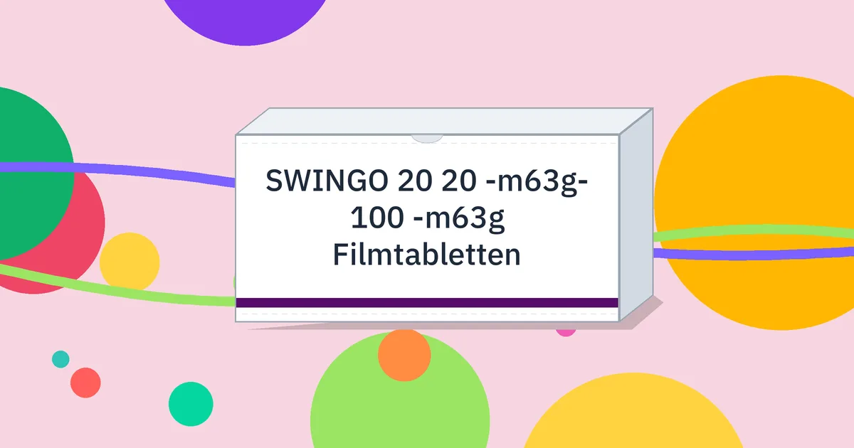 Symbolbild: Packung mit der Aufschrift SWINGO 20 20 -m63g-100 -m63g Filmtabletten (PZN 07746607) – Verfügbarkeit und Bezug in Apotheken in Frankfurt am Main
