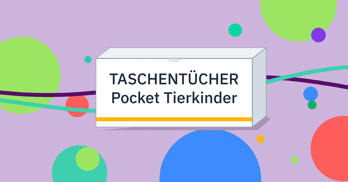 Symbolbild: Packung mit der Aufschrift TASCHENTÜCHER Pocket Tierkinder (PZN 12366769) – Verfügbarkeit und Bezug in Apotheken in Frankfurt am Main