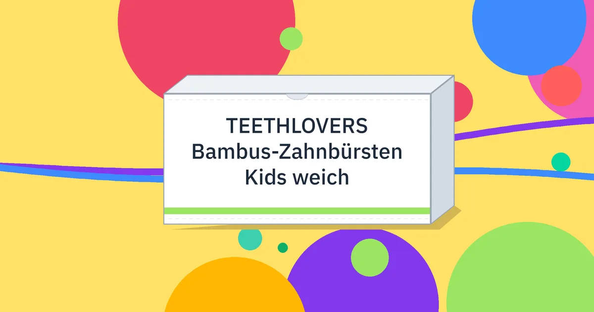 Symbolbild: Packung mit der Aufschrift TEETHLOVERS Bambus-Zahnbürsten Kids weich (PZN 18327121) – Verfügbarkeit und Bezug in Apotheken in Frankfurt am Main