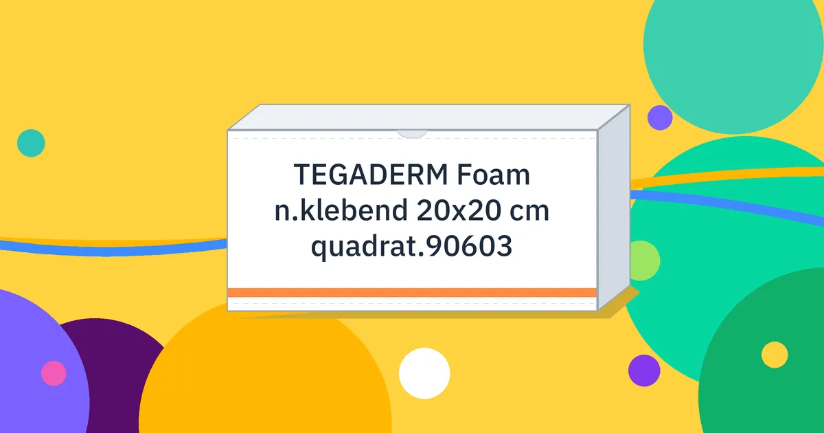 Symbolbild: Packung mit der Aufschrift TEGADERM Foam n.klebend 20x20 cm quadrat.90603 (PZN 11114988) – Verfügbarkeit und Bezug in Apotheken in Frankfurt am Main