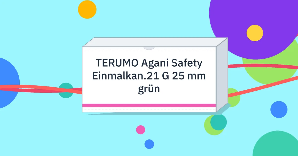 Symbolbild: Packung mit der Aufschrift TERUMO Agani Safety Einmalkan.21 G 25 mm grün (PZN 18201851) – Verfügbarkeit und Bezug in Apotheken in Frankfurt am Main