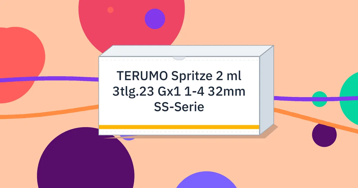 Symbolbild: Packung mit der Aufschrift TERUMO Spritze 2 ml 3tlg.23 Gx1 1-4 32mm SS-Serie (PZN 18060712) – Verfügbarkeit und Bezug in Apotheken in Frankfurt am Main