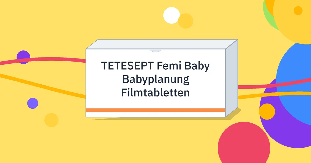 Symbolbild: Packung mit der Aufschrift TETESEPT Femi Baby Babyplanung Filmtabletten (PZN 19205986) – Verfügbarkeit und Bezug in Apotheken in Frankfurt am Main