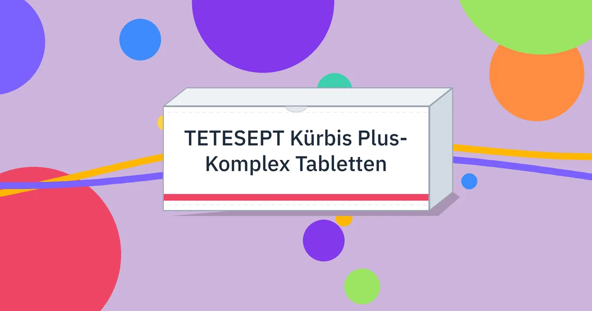 Symbolbild: Packung mit der Aufschrift TETESEPT Kürbis Plus-Komplex Tabletten (PZN 18354075) – Verfügbarkeit und Bezug in Apotheken in Frankfurt am Main