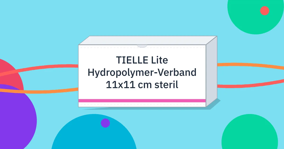 Symbolbild: Packung mit der Aufschrift TIELLE Lite Hydropolymer-Verband 11x11 cm steril (PZN 05489945) – Verfügbarkeit und Bezug in Apotheken in Frankfurt am Main