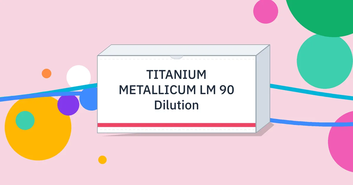 Symbolbild: Packung mit der Aufschrift TITANIUM METALLICUM LM 90 Dilution (PZN 13224617) – Verfügbarkeit und Bezug in Apotheken in Frankfurt am Main