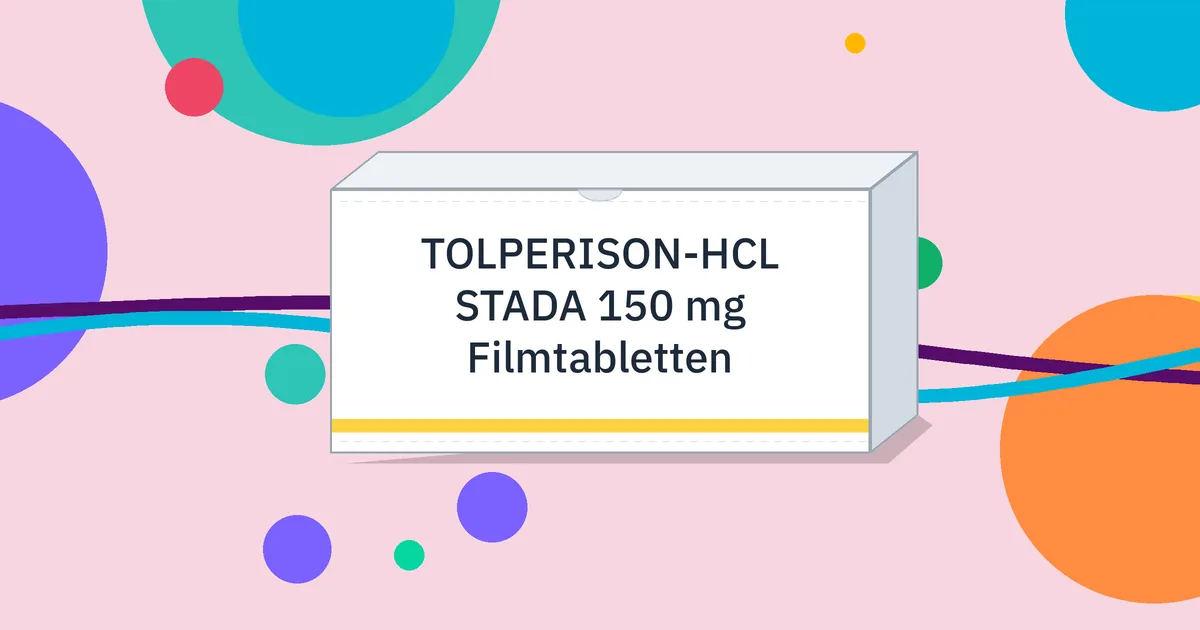 Symbolbild: Packung mit der Aufschrift TOLPERISON-HCL STADA 150 mg Filmtabletten (PZN 00984686) – Verfügbarkeit und Bezug in Apotheken in Frankfurt am Main