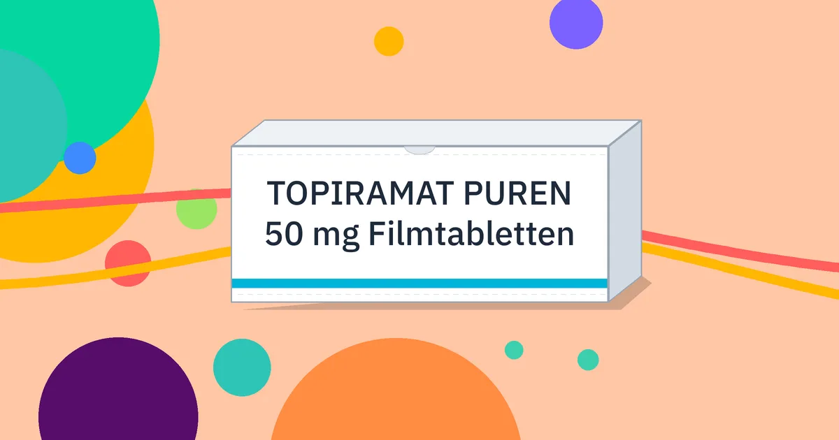 Symbolbild: Packung mit der Aufschrift TOPIRAMAT PUREN 50 mg Filmtabletten (PZN 13821276) – Verfügbarkeit und Bezug in Apotheken in Frankfurt am Main