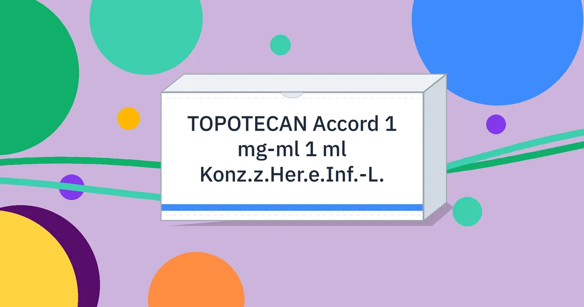 Symbolbild: Packung mit der Aufschrift TOPOTECAN Accord 1 mg-ml 1 ml Konz.z.Her.e.Inf.-L. (PZN 03068518) – Verfügbarkeit und Bezug in Apotheken in Frankfurt am Main