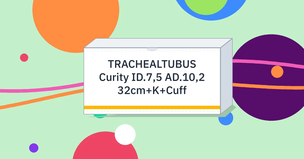 Symbolbild: Packung mit der Aufschrift TRACHEALTUBUS Curity ID.7,5 AD.10,2 32cm+K+Cuff (PZN 08885050) – Verfügbarkeit und Bezug in Apotheken in Frankfurt am Main