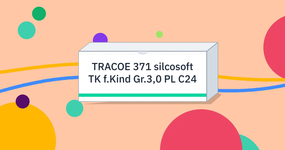 Symbolbild: Packung mit der Aufschrift TRACOE 371 silcosoft TK f.Kind Gr.3,0 PL C24 (PZN 14314989) – Verfügbarkeit und Bezug in Apotheken in Frankfurt am Main