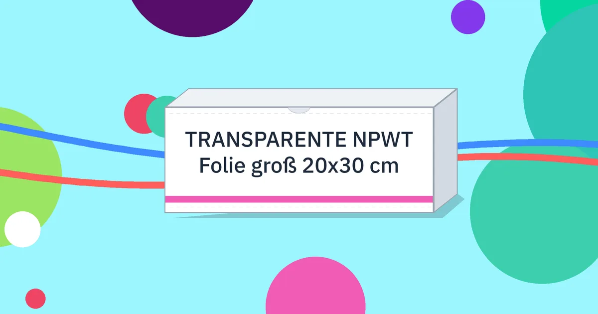Symbolbild: Packung mit der Aufschrift TRANSPARENTE NPWT Folie groß 20x30 cm (PZN 05452304) – Verfügbarkeit und Bezug in Apotheken in Frankfurt am Main