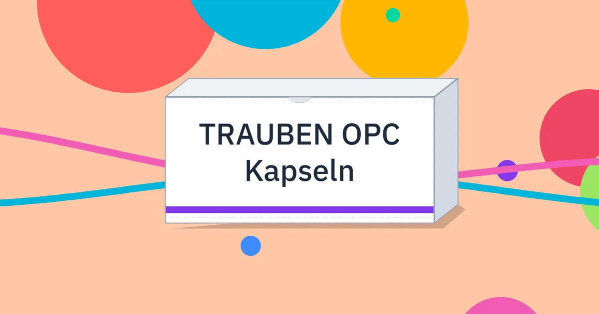 Symbolbild: Packung mit der Aufschrift TRAUBEN OPC Kapseln (PZN 10340292) – Verfügbarkeit und Bezug in Apotheken in Frankfurt am Main