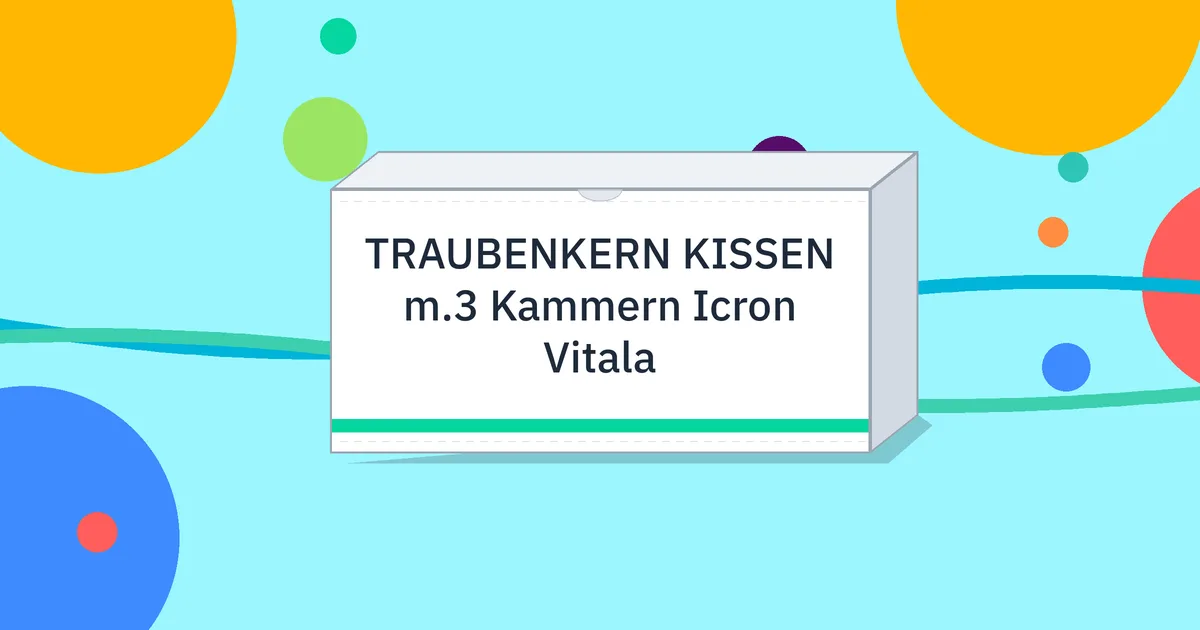 Symbolbild: Packung mit der Aufschrift TRAUBENKERN KISSEN m.3 Kammern Icron Vitala (PZN 02896101) – Verfügbarkeit und Bezug in Apotheken in Frankfurt am Main