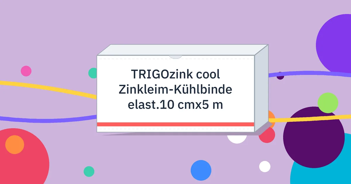 Symbolbild: Packung mit der Aufschrift TRIGOzink cool Zinkleim-Kühlbinde elast.10 cmx5 m (PZN 11104547) – Verfügbarkeit und Bezug in Apotheken in Frankfurt am Main
