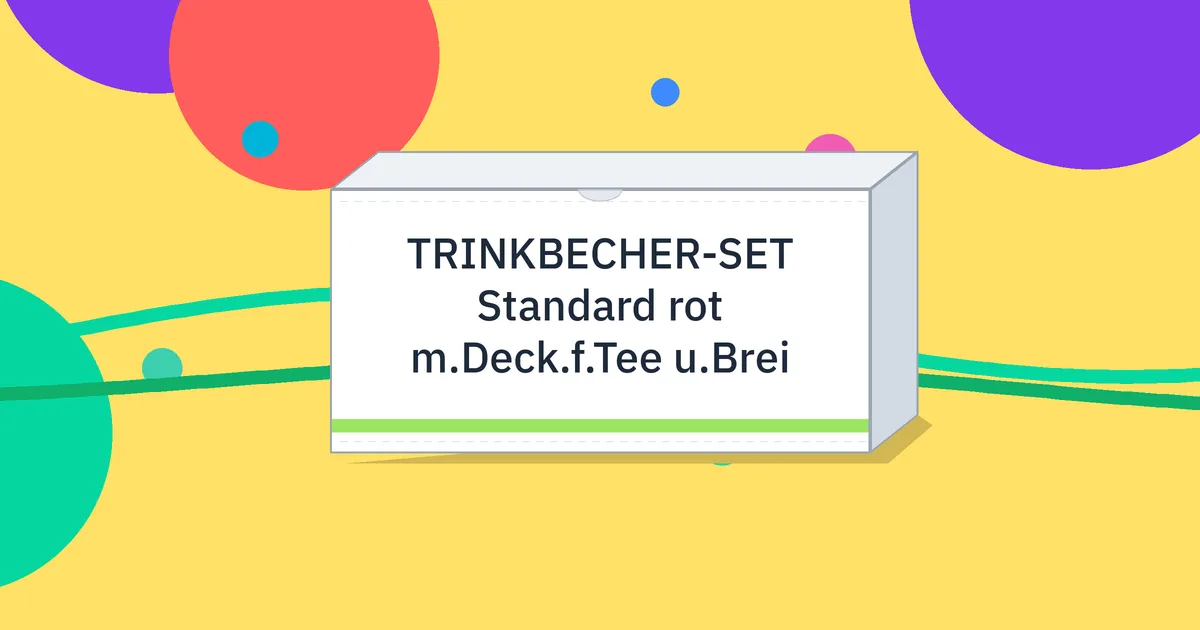 Symbolbild: Packung mit der Aufschrift TRINKBECHER-SET Standard rot m.Deck.f.Tee u.Brei (PZN 01230819) – Verfügbarkeit und Bezug in Apotheken in Frankfurt am Main