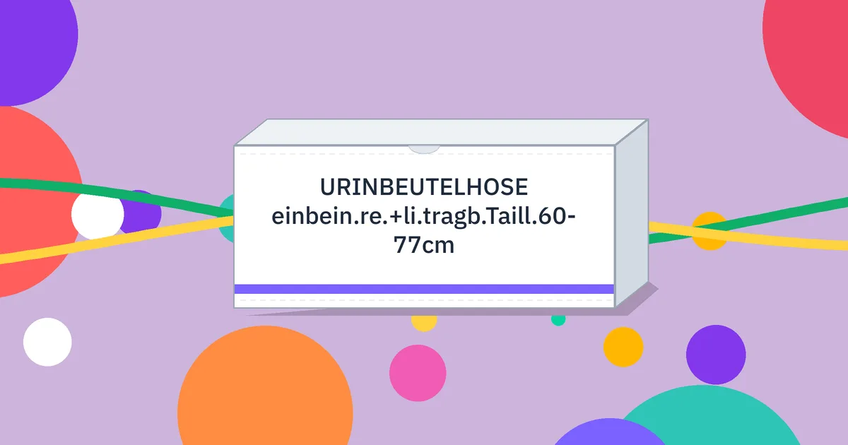Symbolbild: Packung mit der Aufschrift URINBEUTELHOSE einbein.re.+li.tragb.Taill.60-77cm (PZN 11609661) – Verfügbarkeit und Bezug in Apotheken in Frankfurt am Main