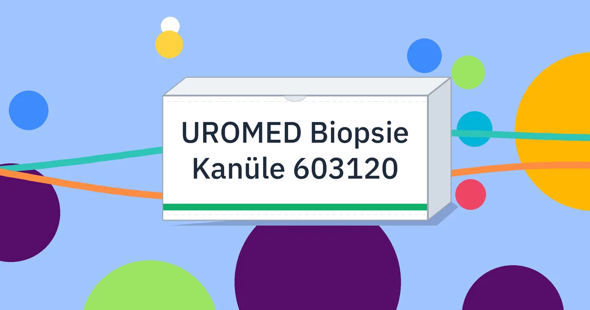 Symbolbild: Packung mit der Aufschrift UROMED Biopsie Kanüle 603120 (PZN 10267595) – Verfügbarkeit und Bezug in Apotheken in Frankfurt am Main