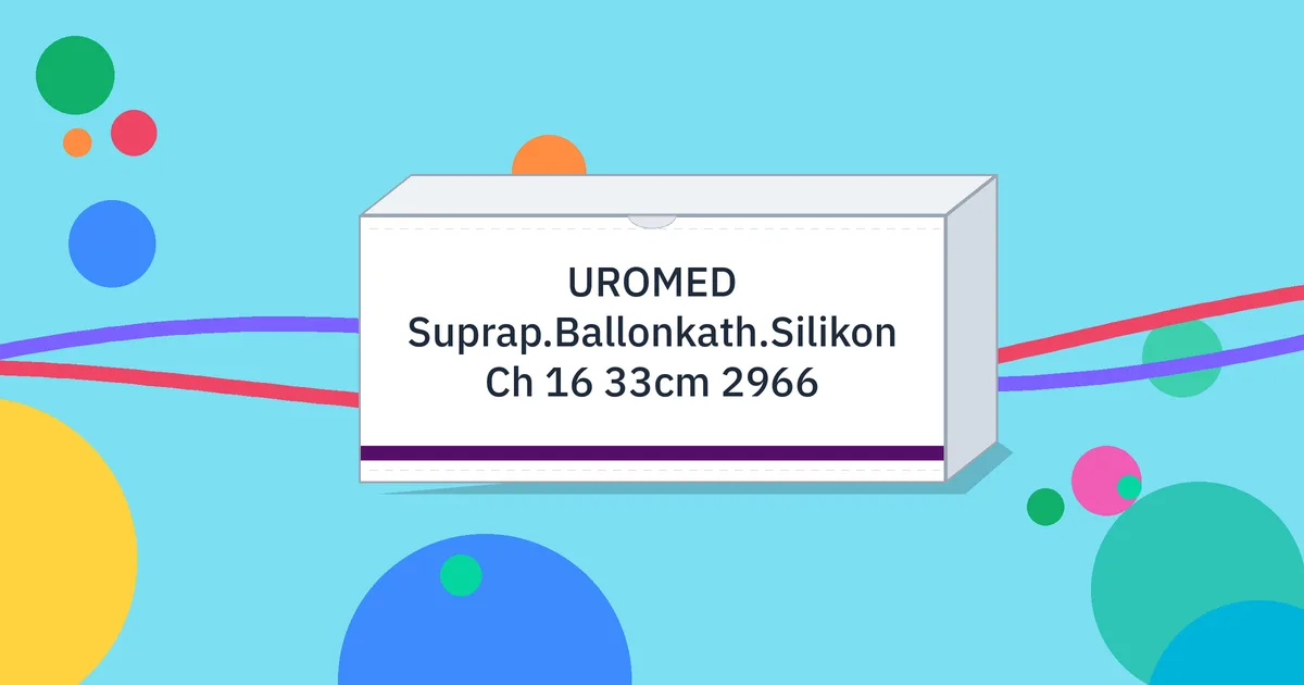 Symbolbild: Packung mit der Aufschrift UROMED Suprap.Ballonkath.Silikon Ch 16 33cm 2966 (PZN 04741963) – Verfügbarkeit und Bezug in Apotheken in Frankfurt am Main