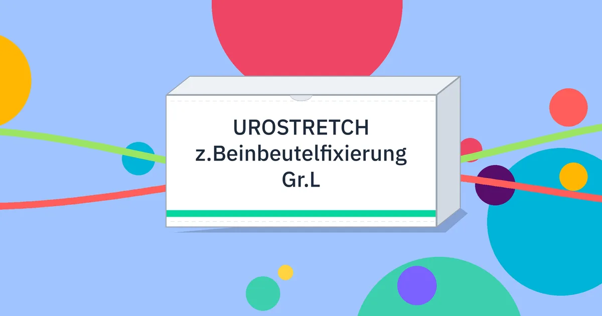 Symbolbild: Packung mit der Aufschrift UROSTRETCH z.Beinbeutelfixierung Gr.L (PZN 04210987) – Verfügbarkeit und Bezug in Apotheken in Frankfurt am Main